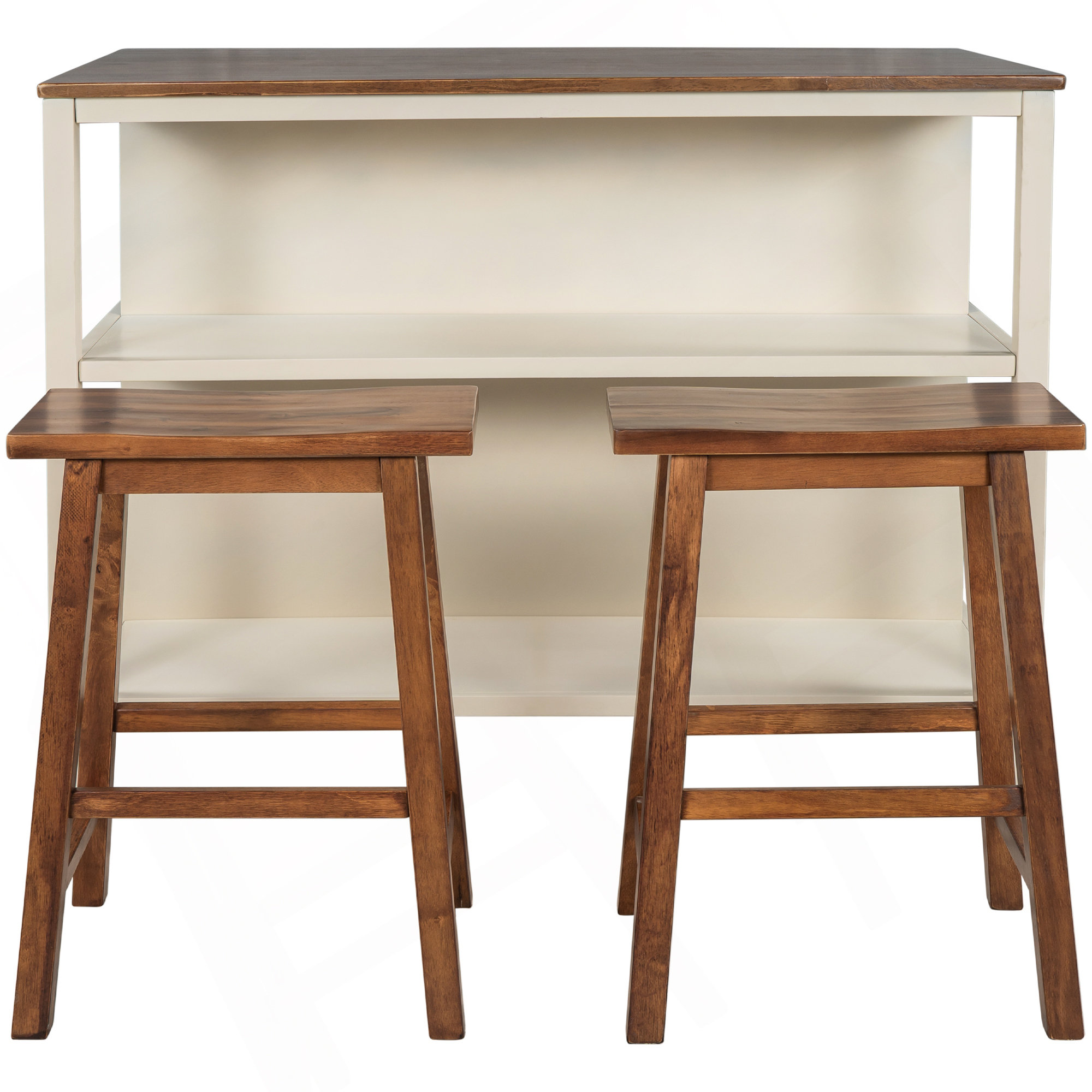 Mr Hua Solid Wood Rustic 3-Piece 45" Stationary Kitchen Island Set With ...