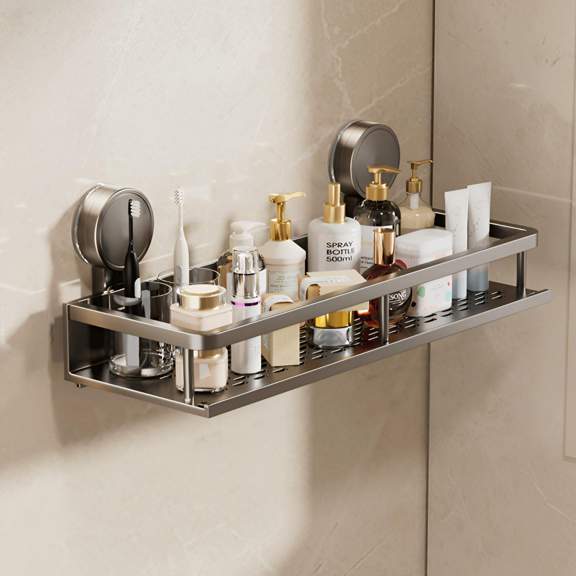 Latitude Run® Strong Suction Cup Storage Rack, Draining Bathroom ...