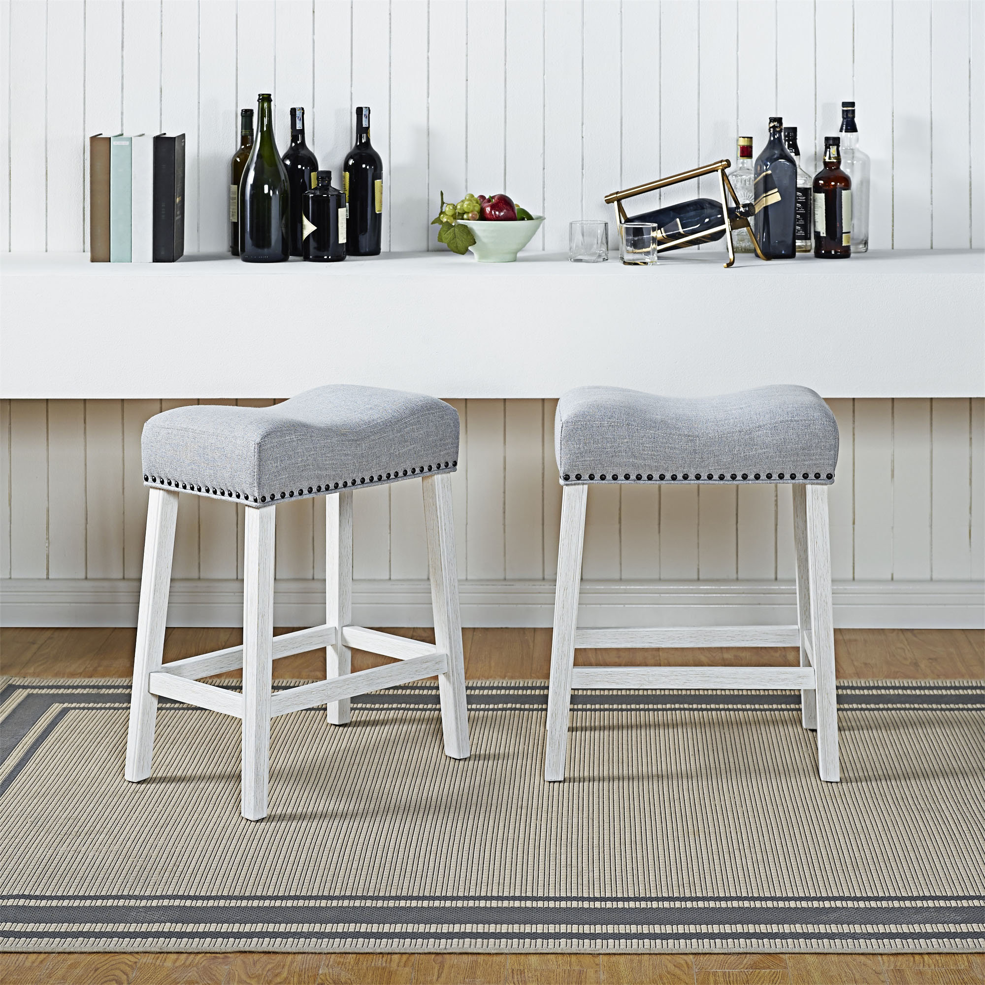 Lark Manor™ Modern Upholstered Stools,Set of 2 | Wayfair