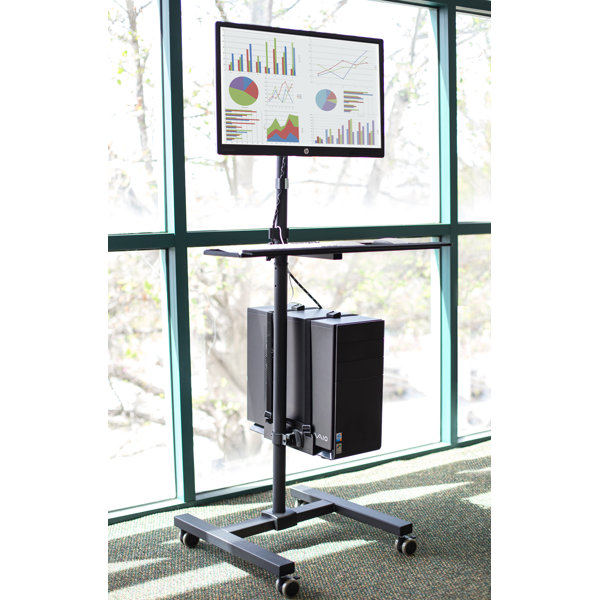 Mount-It! Height Adjustable Rolling Computer Cart, Workstation with ...