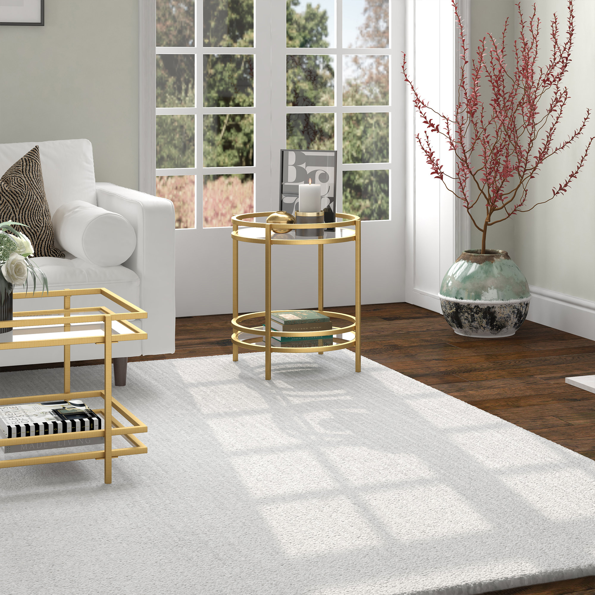 Wade Logan® Robillard Glass Tray Top End Table with Storage & Reviews ...