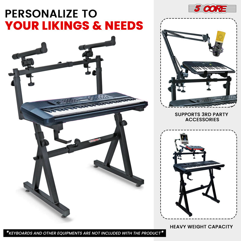 5 Core 2 Tier Keyboard Stand Z Style Adjustable Heavy Duty Electric ...