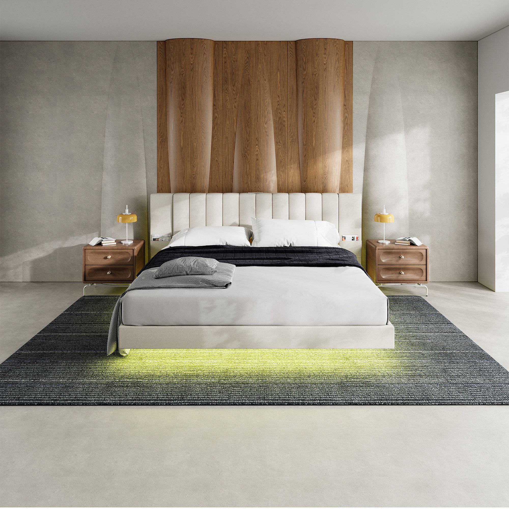 Wrought Studio™ Floating Bed Frame With Wide Padded Headboard & Led ...