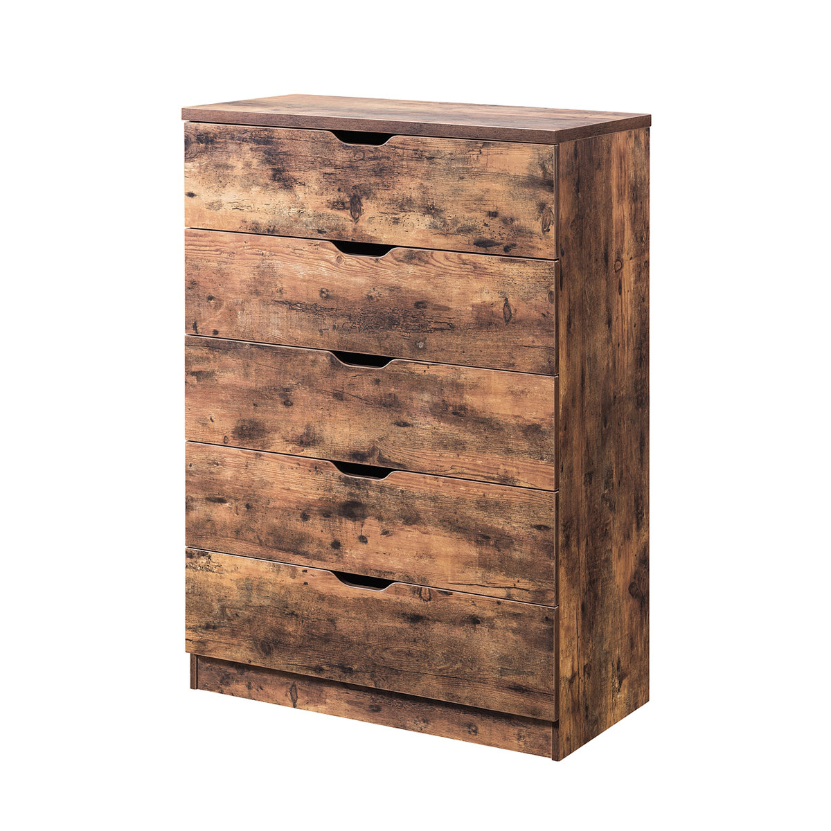 Ebern Designs 5 Drawer Bedroom Dresser, Home Chest Cabinet With Cut-Out ...