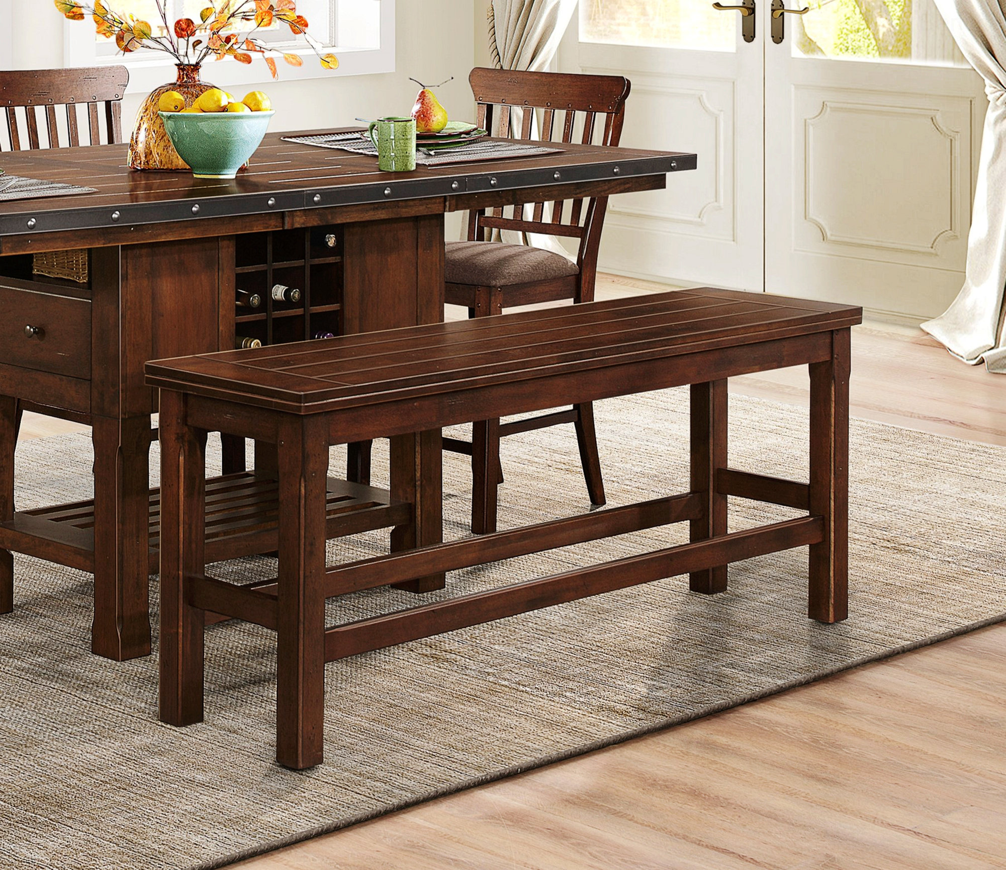 Corrigan Studio Indoor Bench Counter Height Bench, Classic Dining Bench ...
