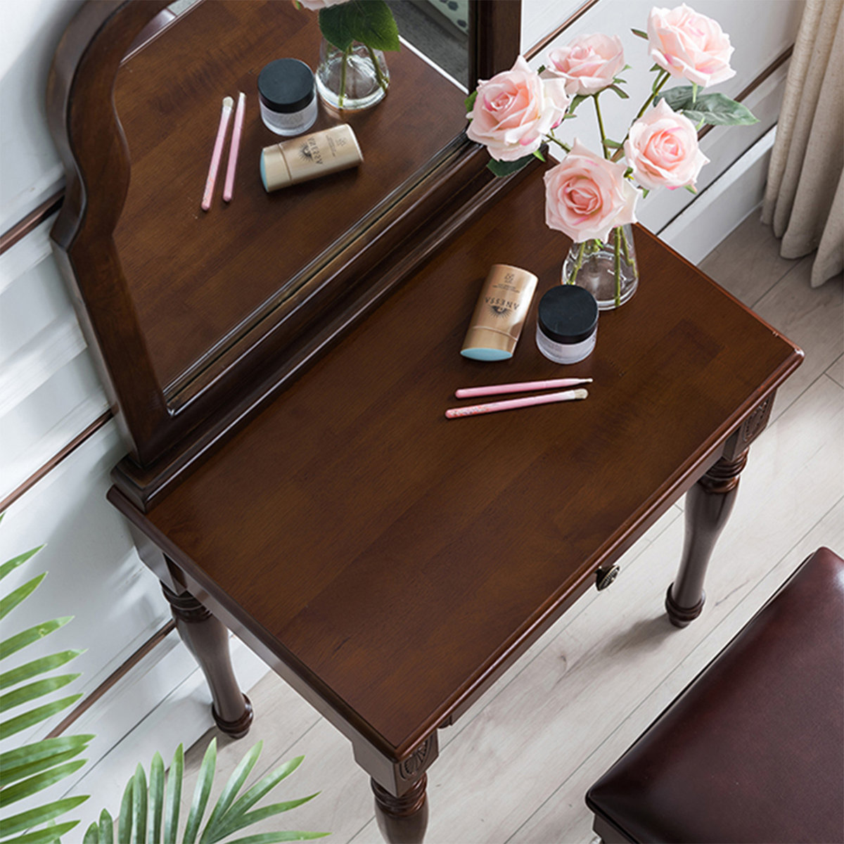 Canora Grey American-Style Small Vanity Table With Vanity Mirror | Wayfair