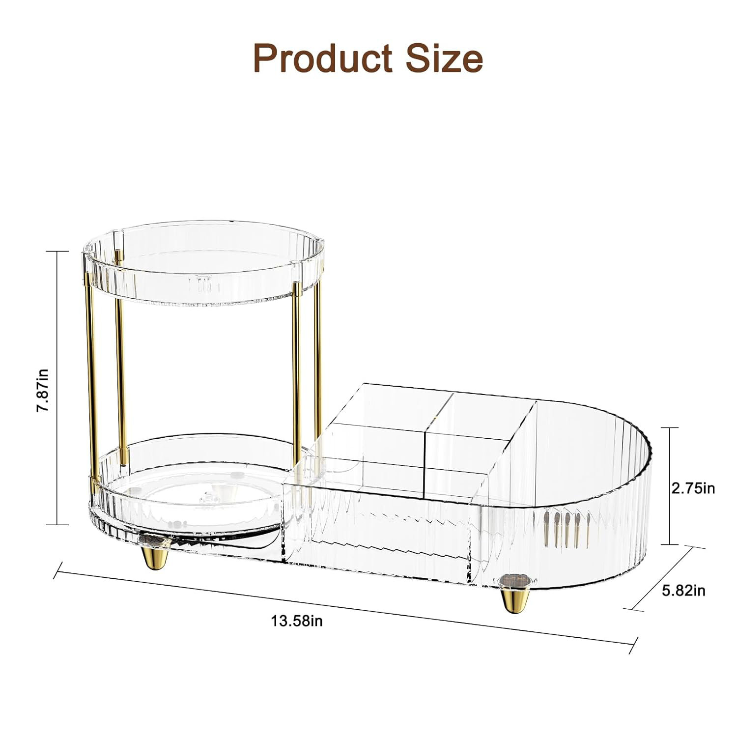 Everly Quinn Makeup Organizer Countertop For Vanity, Rotating Perfume ...