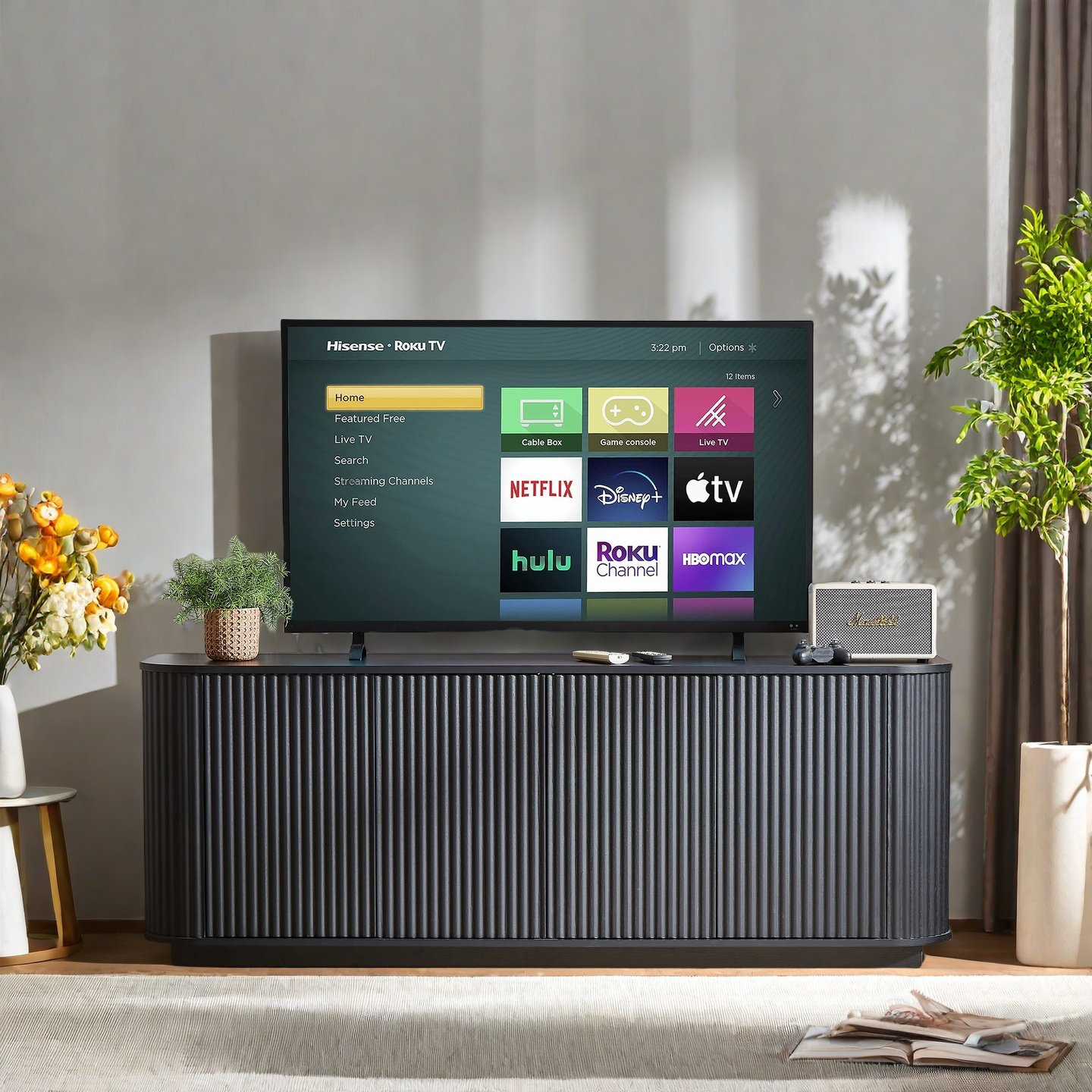 Latitude Run® Elegant 64'' Wave Pattern Sideboard TV Stand with Press ...