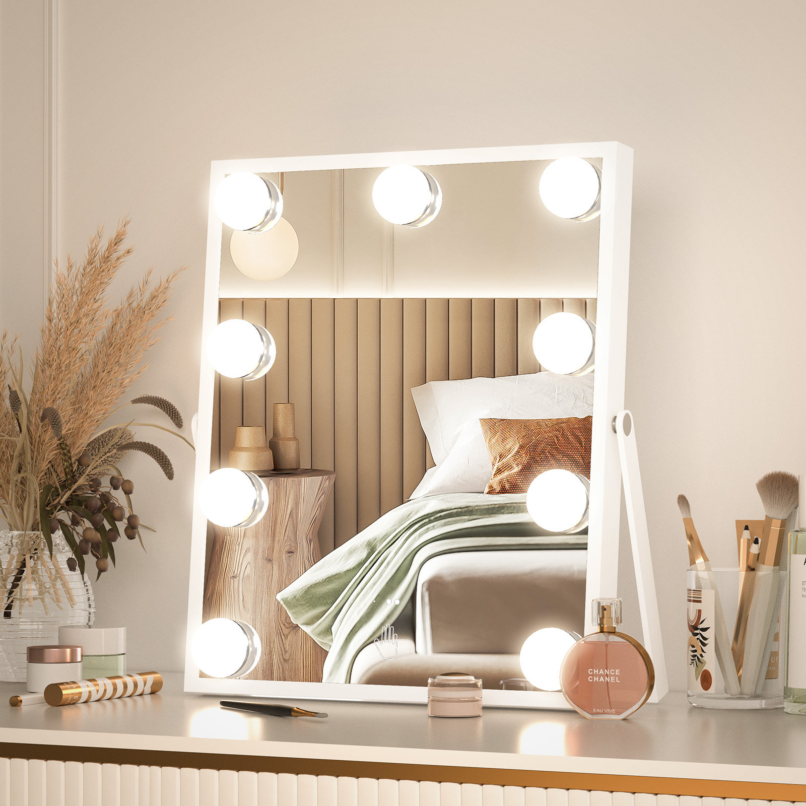 Mercer41 Mikle Mirror with 9LED Lights, Hollywood Makeup Mirror with 3 ...