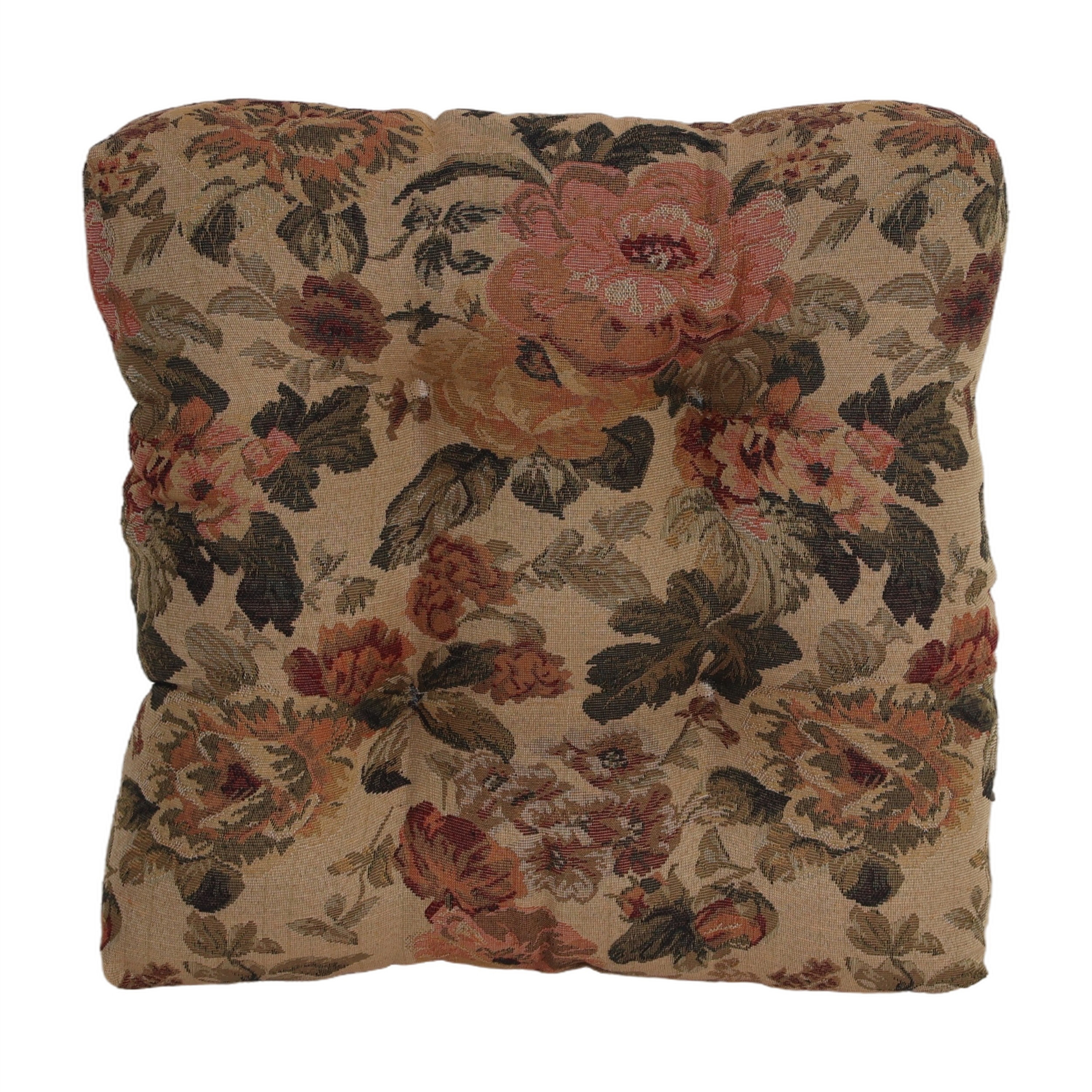 Blazing Needles 19-Inch Square Tapestry Tufted Dining Chair Cushion ...