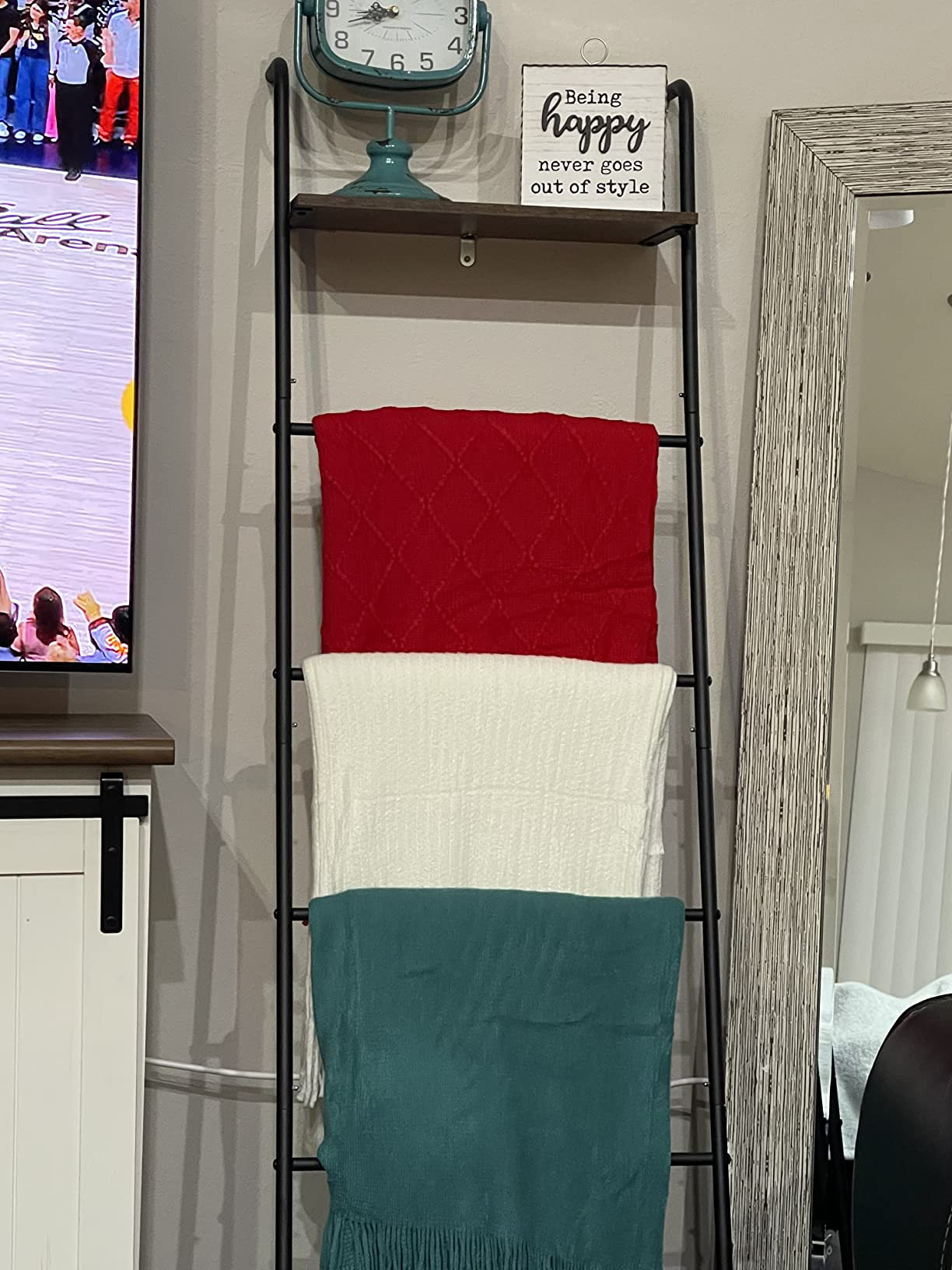 17 Stories Blanket Ladder Holder Farmhouse Decorative Ladder Holder ...