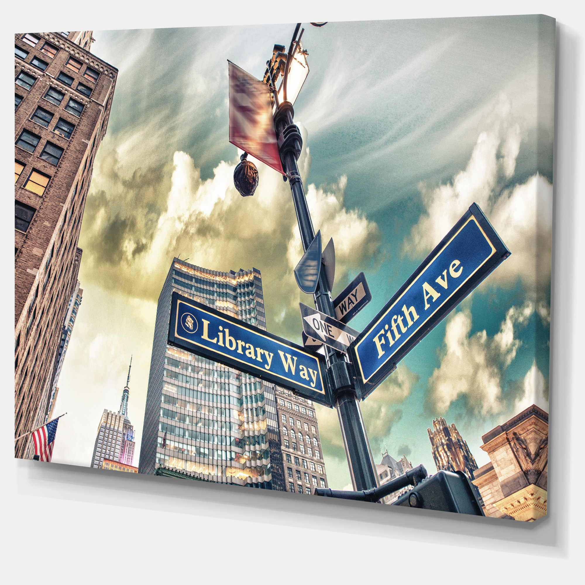 Design Art 'Library Way and 5th Avenue Street Signs' Photographic Print ...
