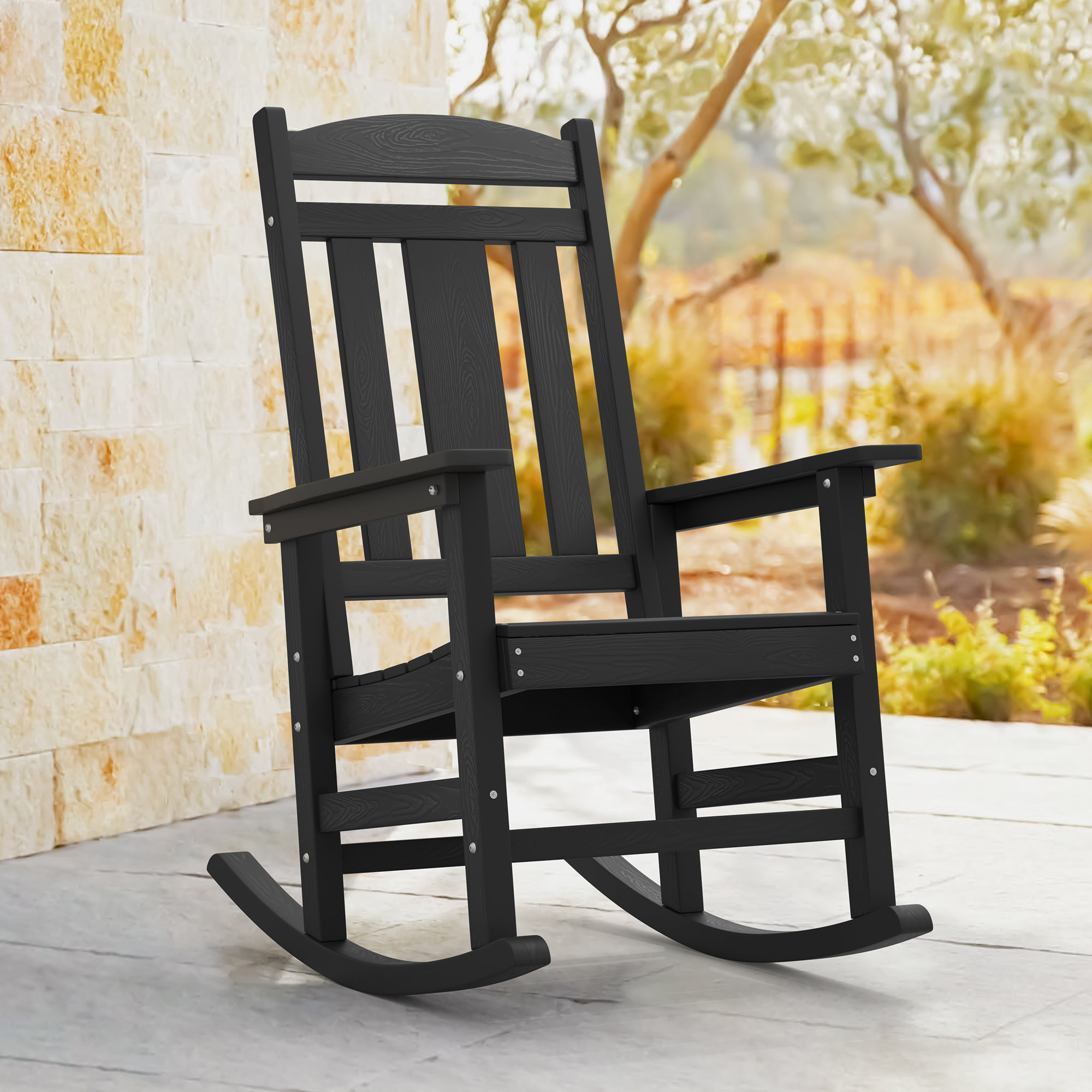 Red Barrel Studio® Chiemi HDPS Modern Resin Rocking Adirondack Chair ...