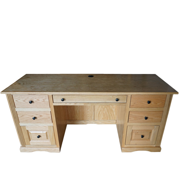 Foundry Select Rafeef 4 Letter Drawer Solid Wood Executive Desk | Wayfair