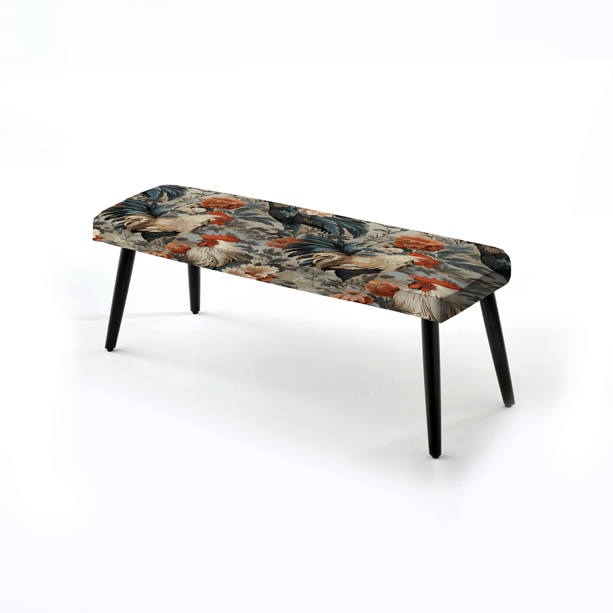 Design Art Country Rooster Prints - Animal Print Upholstered Black ...