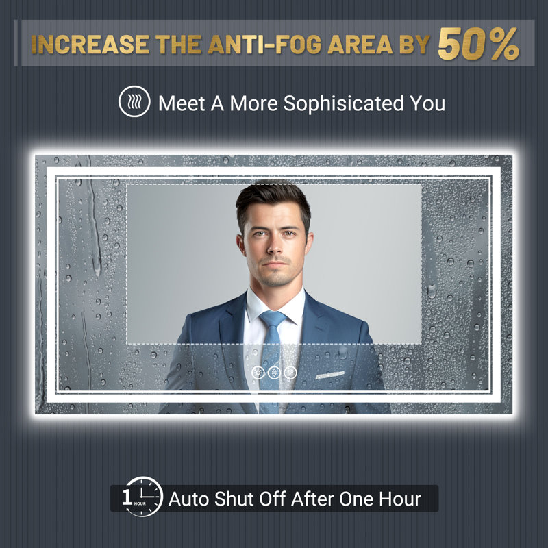 Ivy Bronx LED Lighted Bathroom Mirror: Front and Backlit, Tempered ...