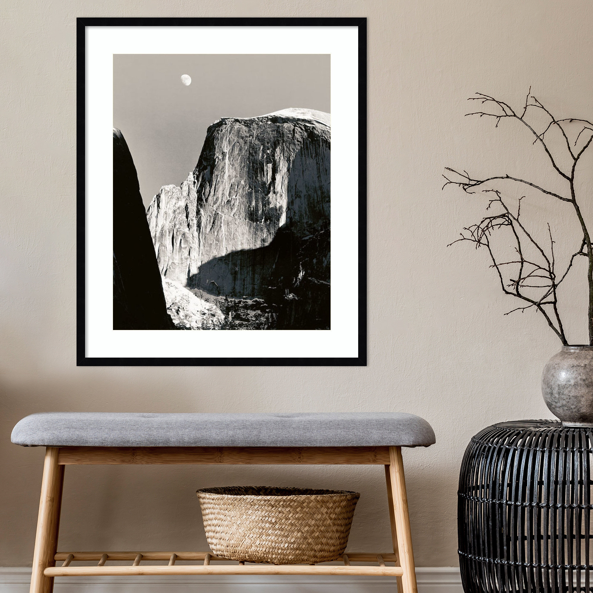 Loon Peak® Moon over Half Dome by Ansel Adams - Single Picture Frame ...