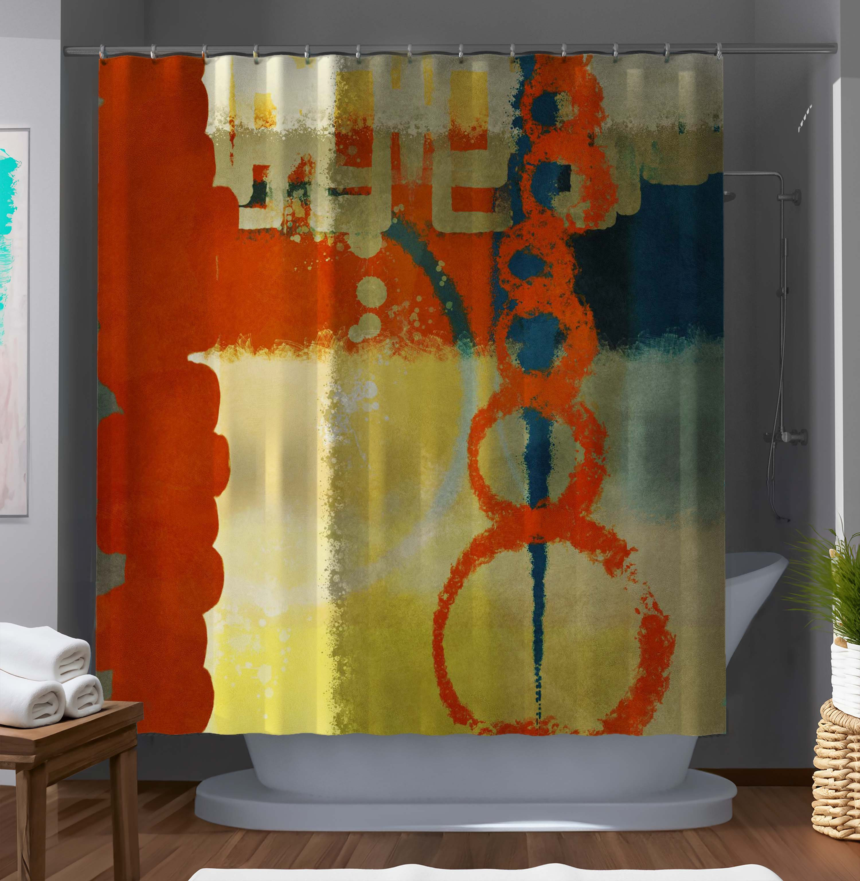 East Urban Home Clynes Abstract Shower Curtain | Wayfair
