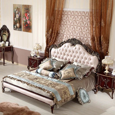 World Menagerie Abas Master Villa Luxury Bed European Princess Leather ...