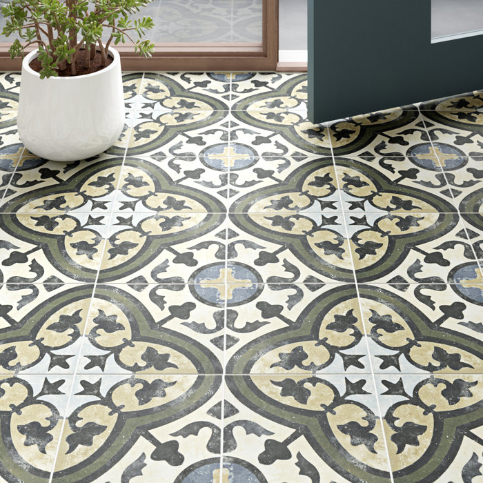 Merola Tile Evoque Arte Carthusian 10" x 10" Porcelain Patterned Wall ...