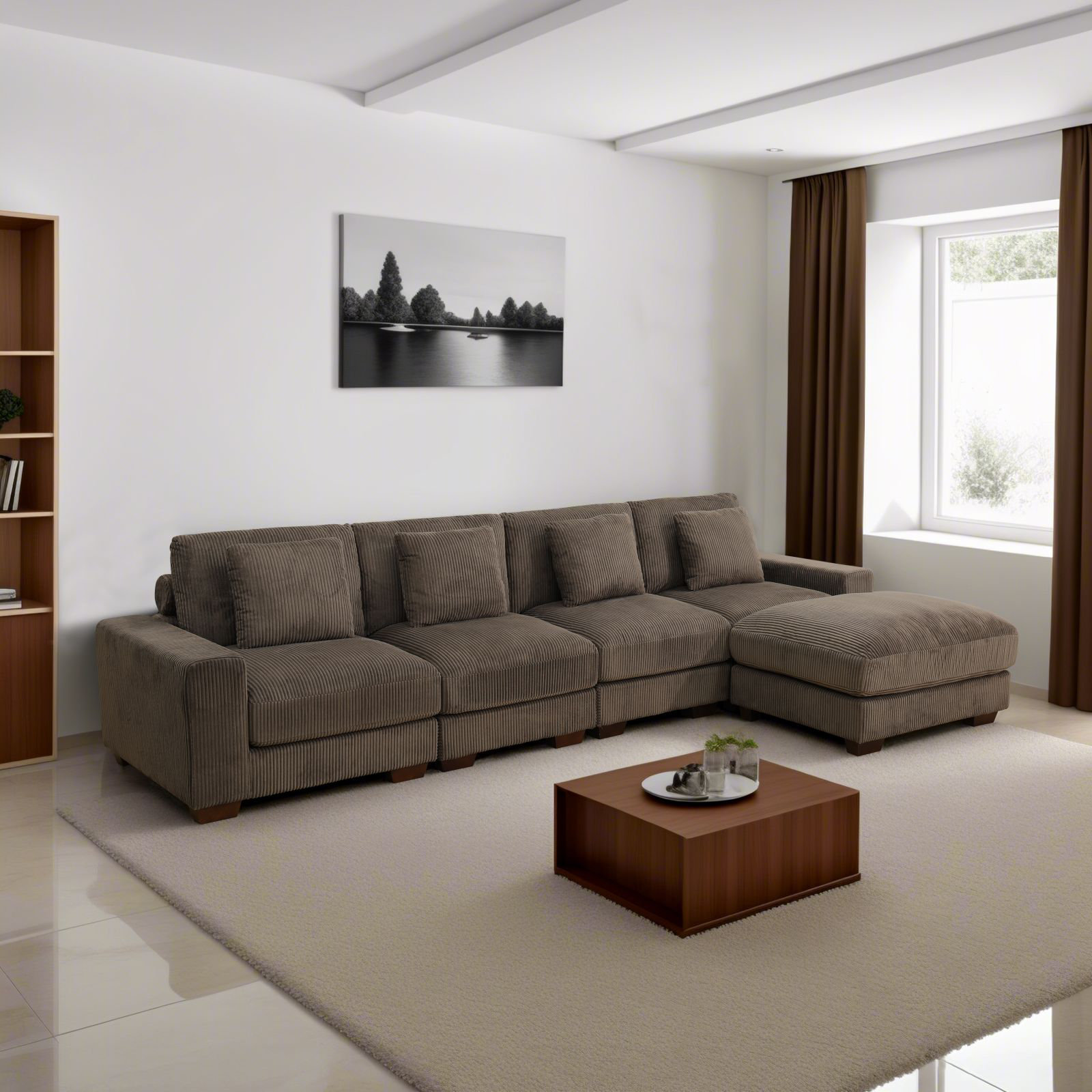 Hokku Designs Maridith 5 - Piece Corduroy Corner Sectional | Wayfair