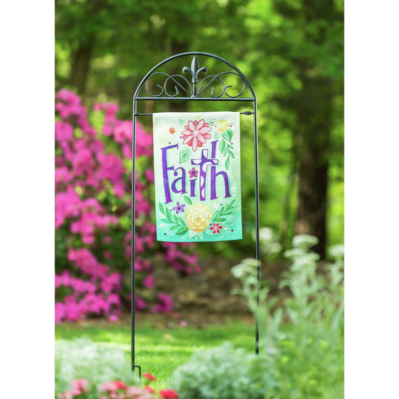 Wade Logan® Bloomburg 44" Fleur de Lis Metal Garden Flag Arbor Stand ...