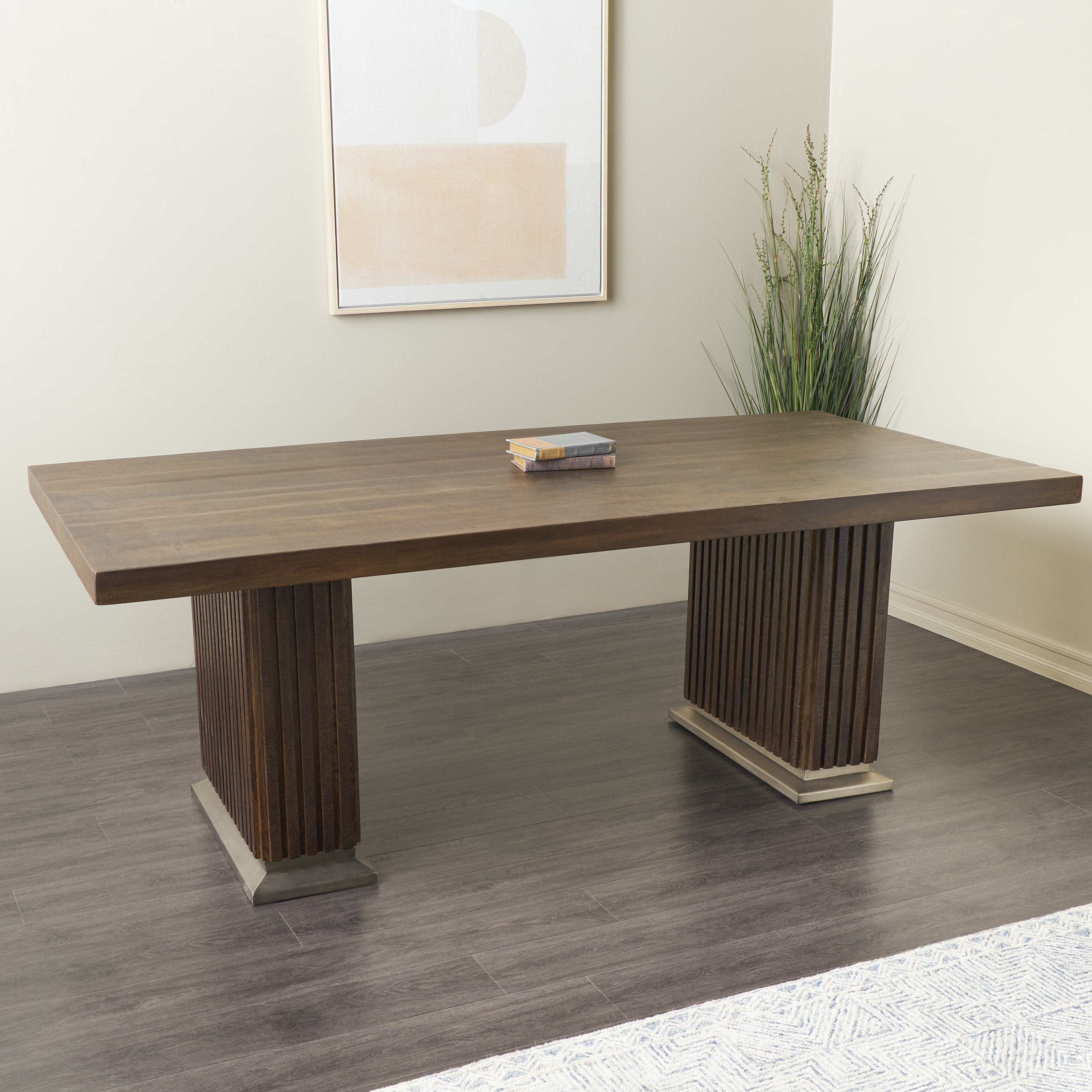 Latitude Run® Winstonn 84.2" Mango Solid Wood Double Pedestal Dining ...