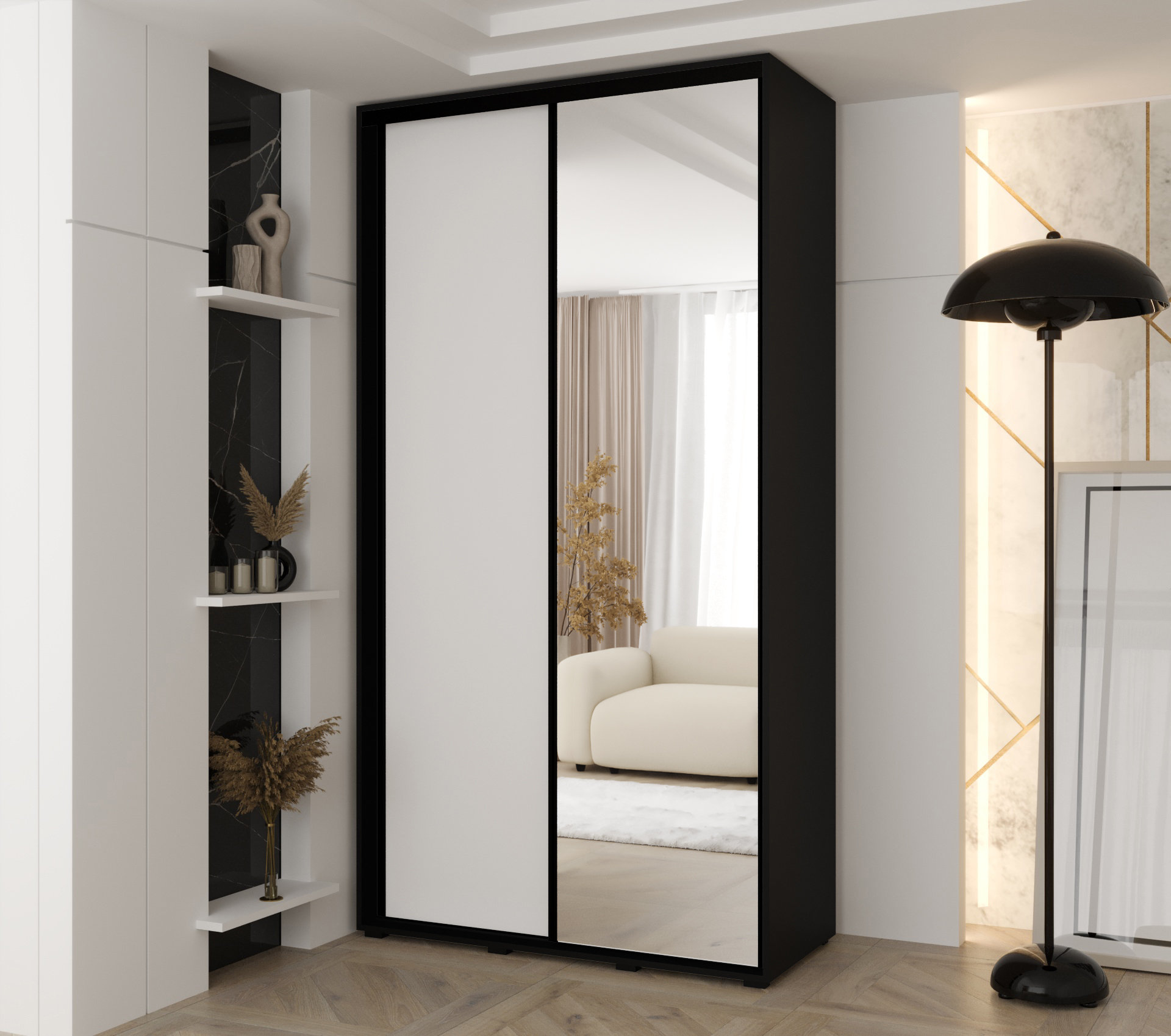 Brayden Studio Sliding Door Wardrobe Vado, 130 Cm Wide | Wayfair.co.uk