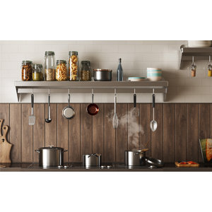 Prep & Savour Steel Flat Wall Mounted Pot Rack & Reviews | Wayfair