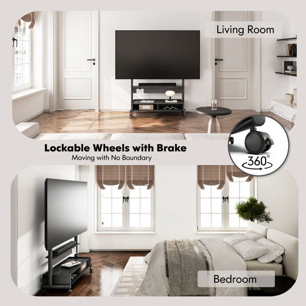 Wade Logan® Charrisse Modern Rolling TV Stand for 70-100 Inch TVs ...
