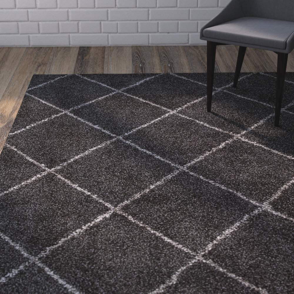 George Oliver Finkle Charcoal Shag Area Rug | Wayfair