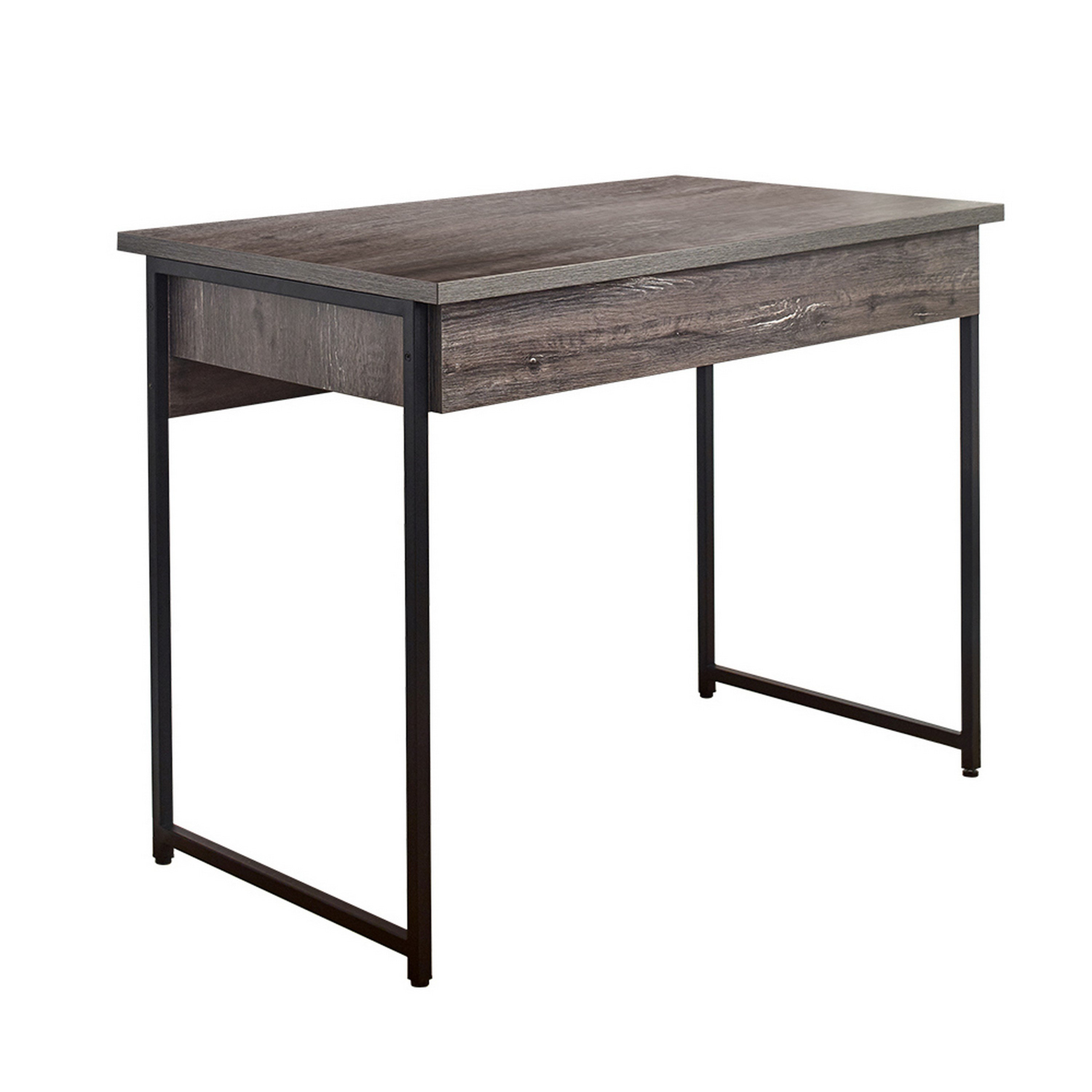 Benjara Fein Office Desk, 39 Inch Gray Rectangular Wood Top, Black ...