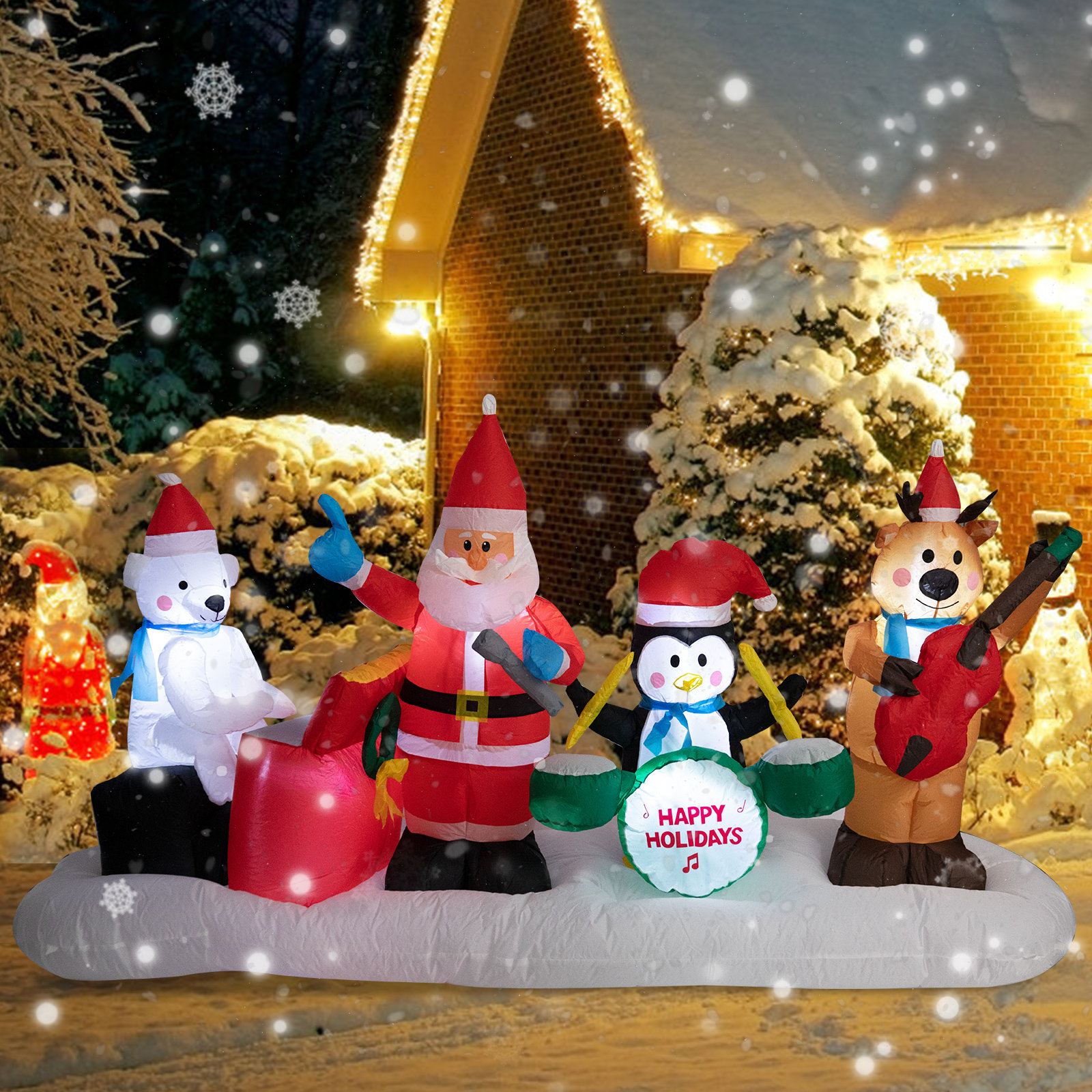 The Holiday Aisle® Christmas Santa Claus Funny Yard Inflatables Animal ...