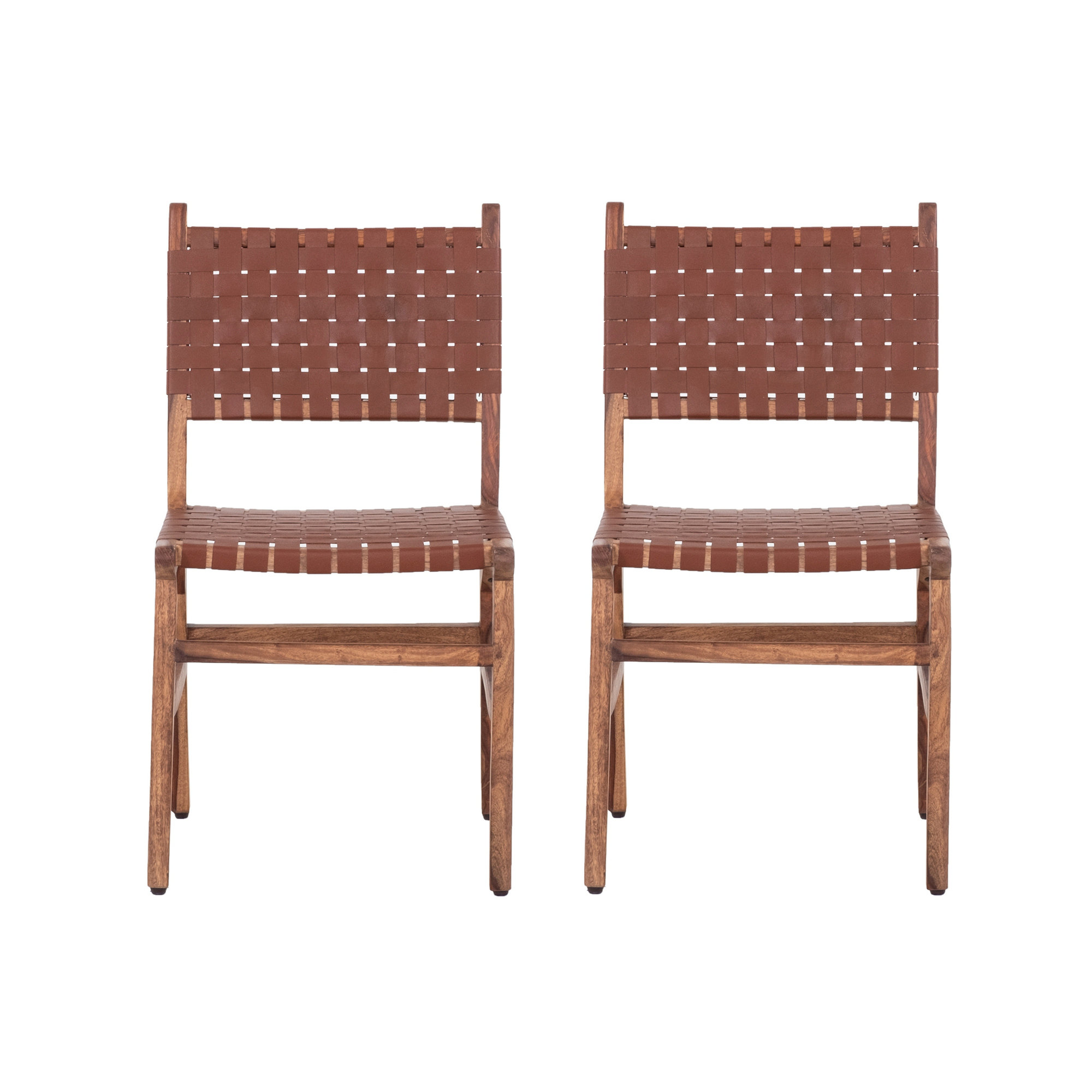One Allium Way® Upholstered Dining Chair Set of 2, Genuine Leather ...