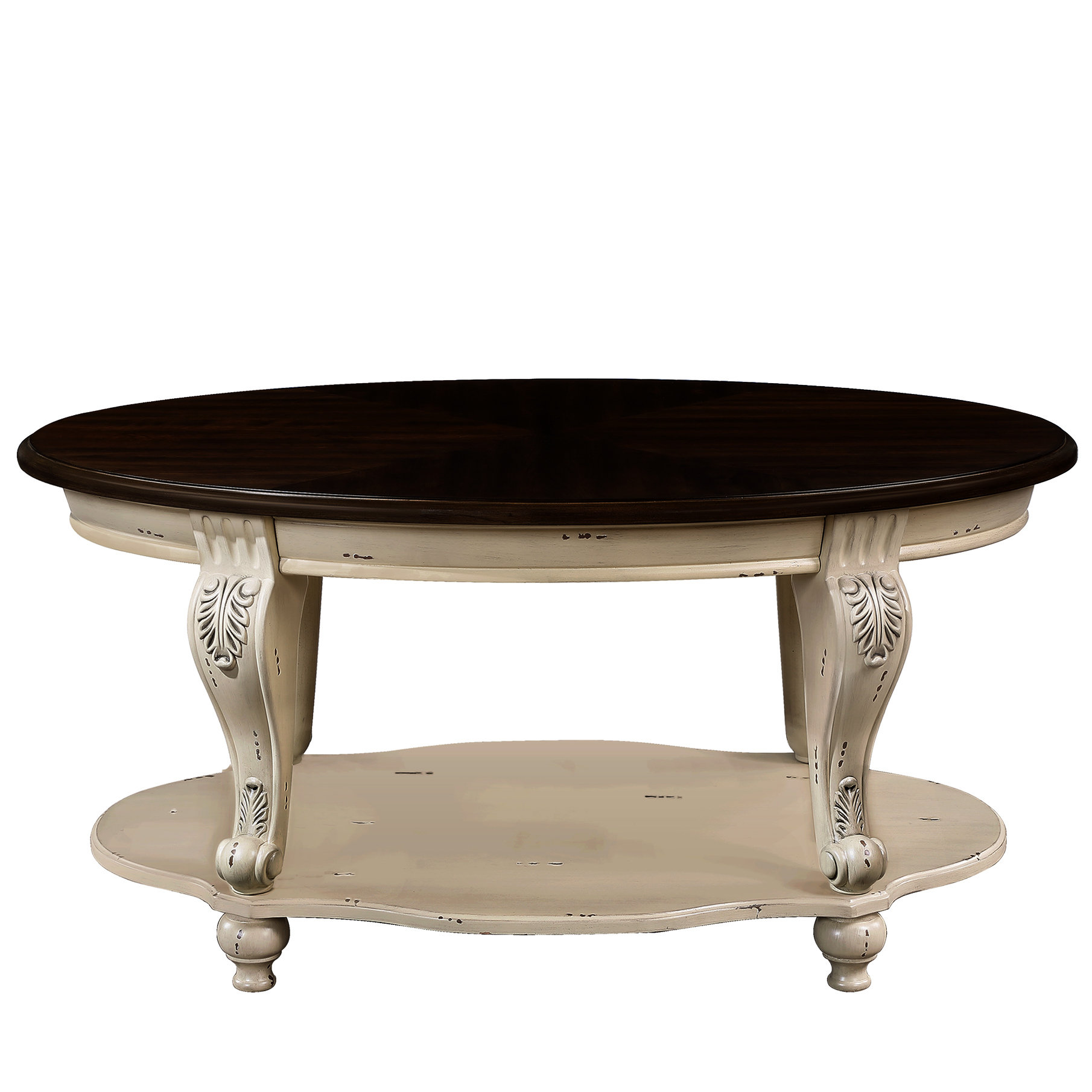Latitude Run® Oval Coffee Table In Living Room, 42'' Solid Wood ...
