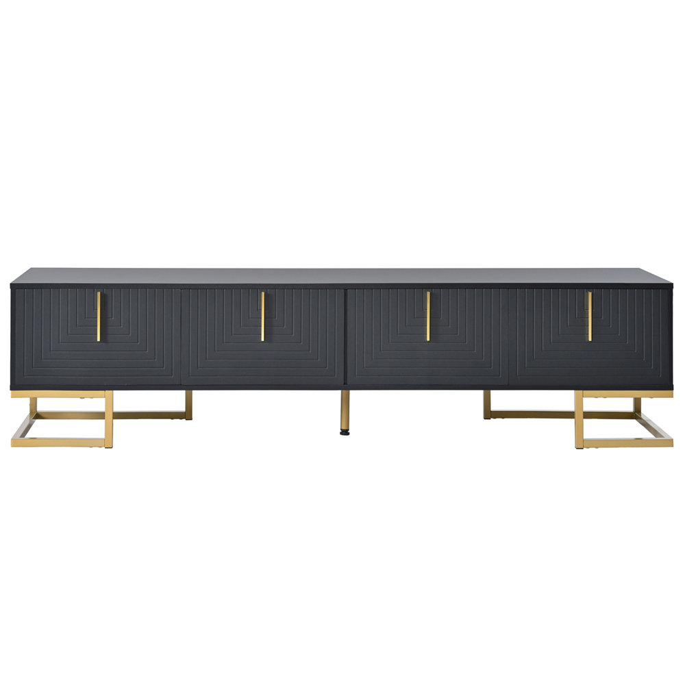 Mercer41 Modern TV Stand with Metal Legs and Gold Handles for TVs Up to ...