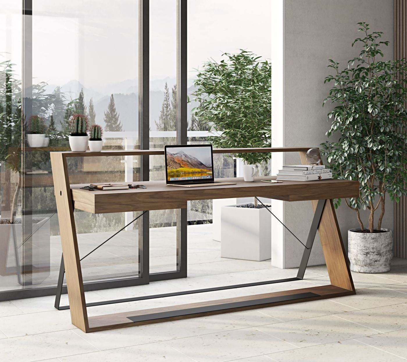 AllModern Newton - Modern Walnut & Black Office Desk - Wayfair Canada