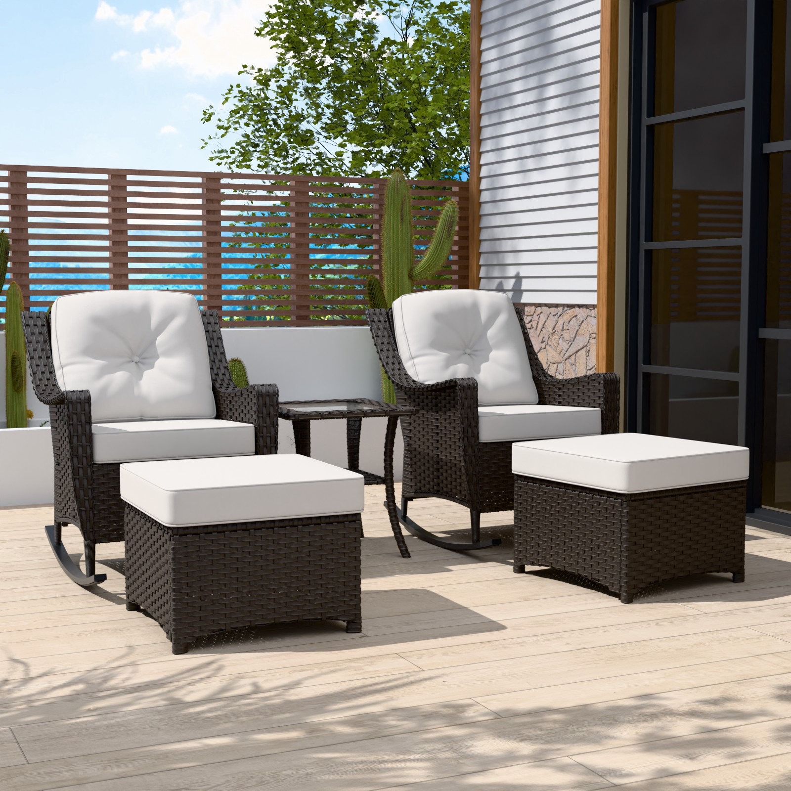 Lark Manor™ 2 - Person Outdoor Rocking Chair Outdoor Seating Group with ...