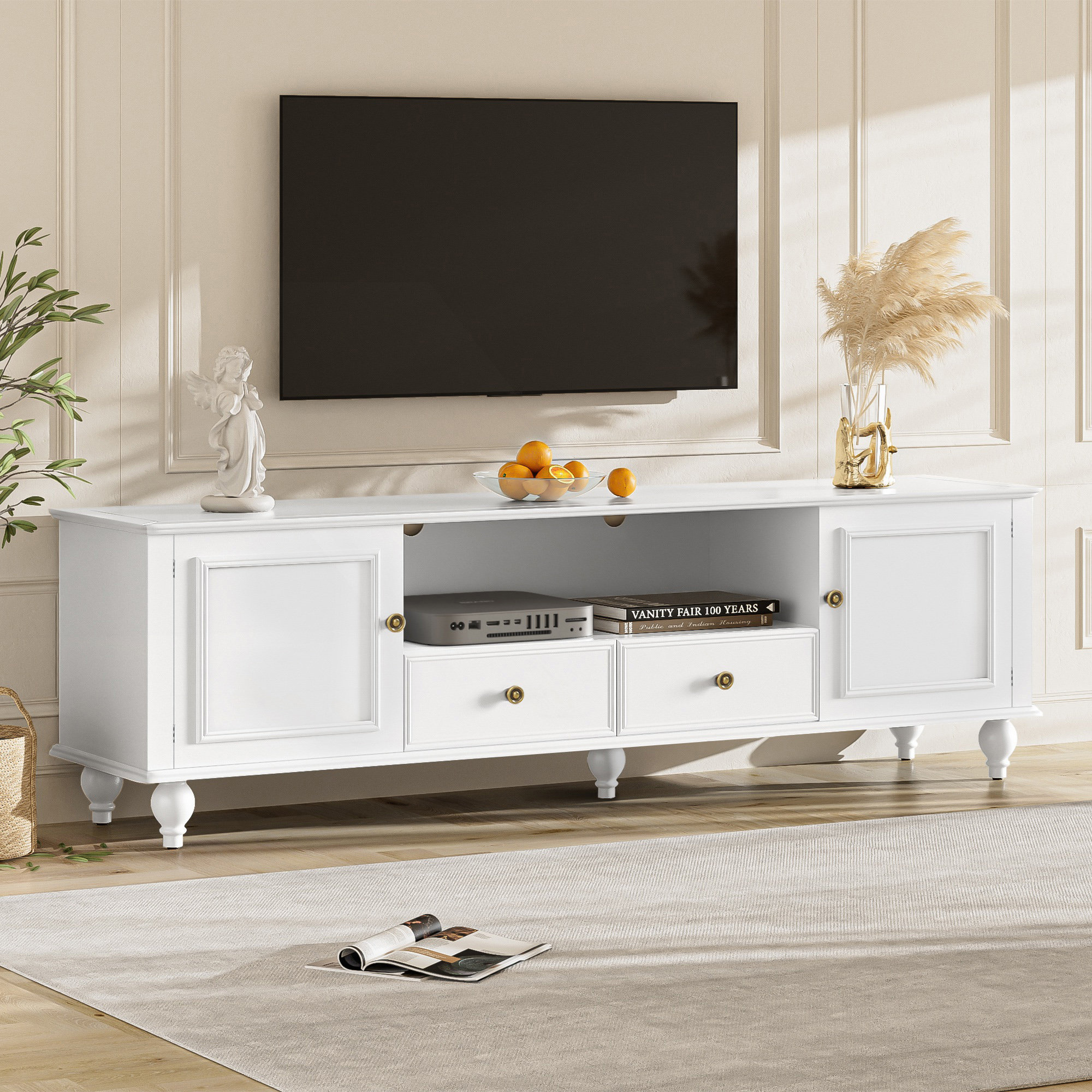 Dynoson Modern TV Stand, Entertainment Center With Open Compartment, TV ...
