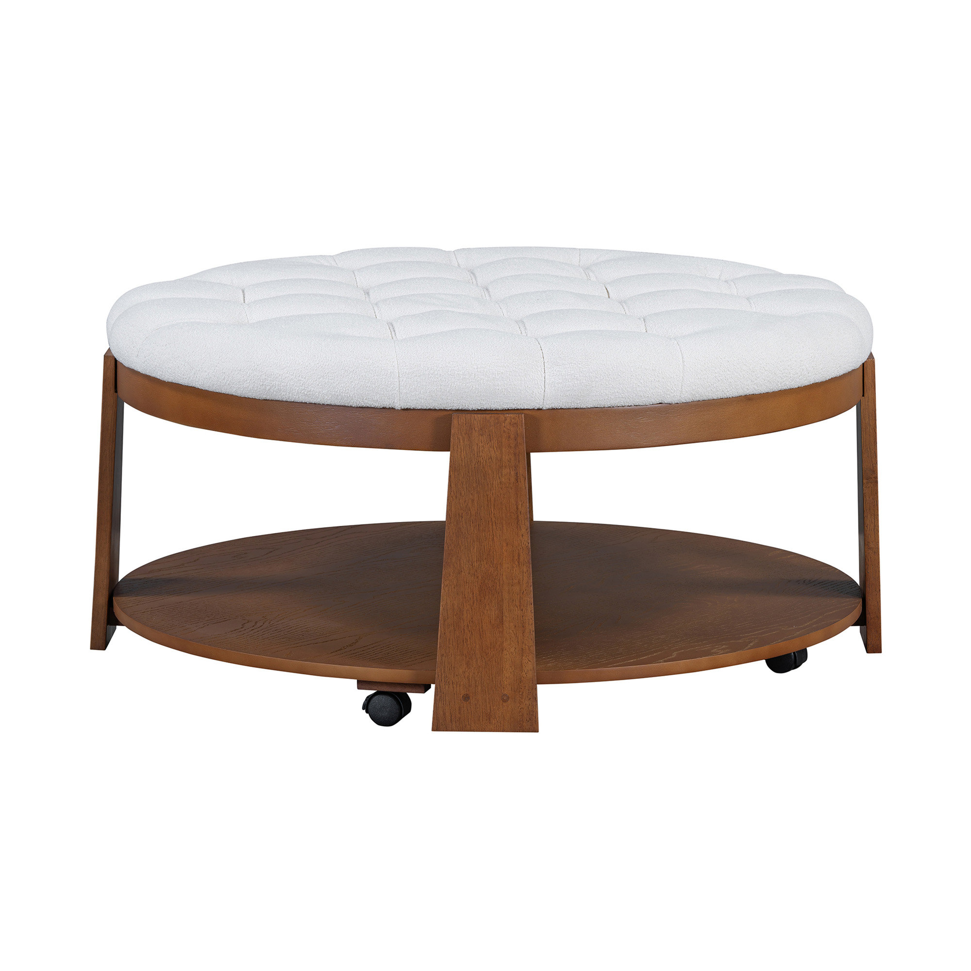 Latitude Run® Modern Large Round Ottoman Coffee Table 2-Tier Oversized ...