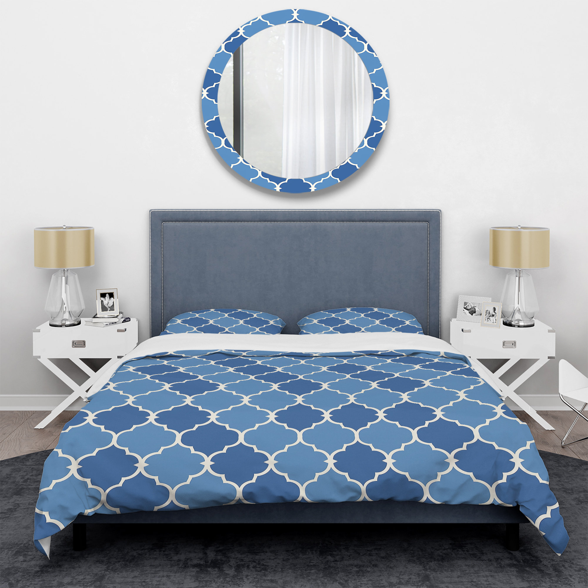 Design Art Blue Modern Quatrefoil Pattern I - Modern Duvet Cover Set ...