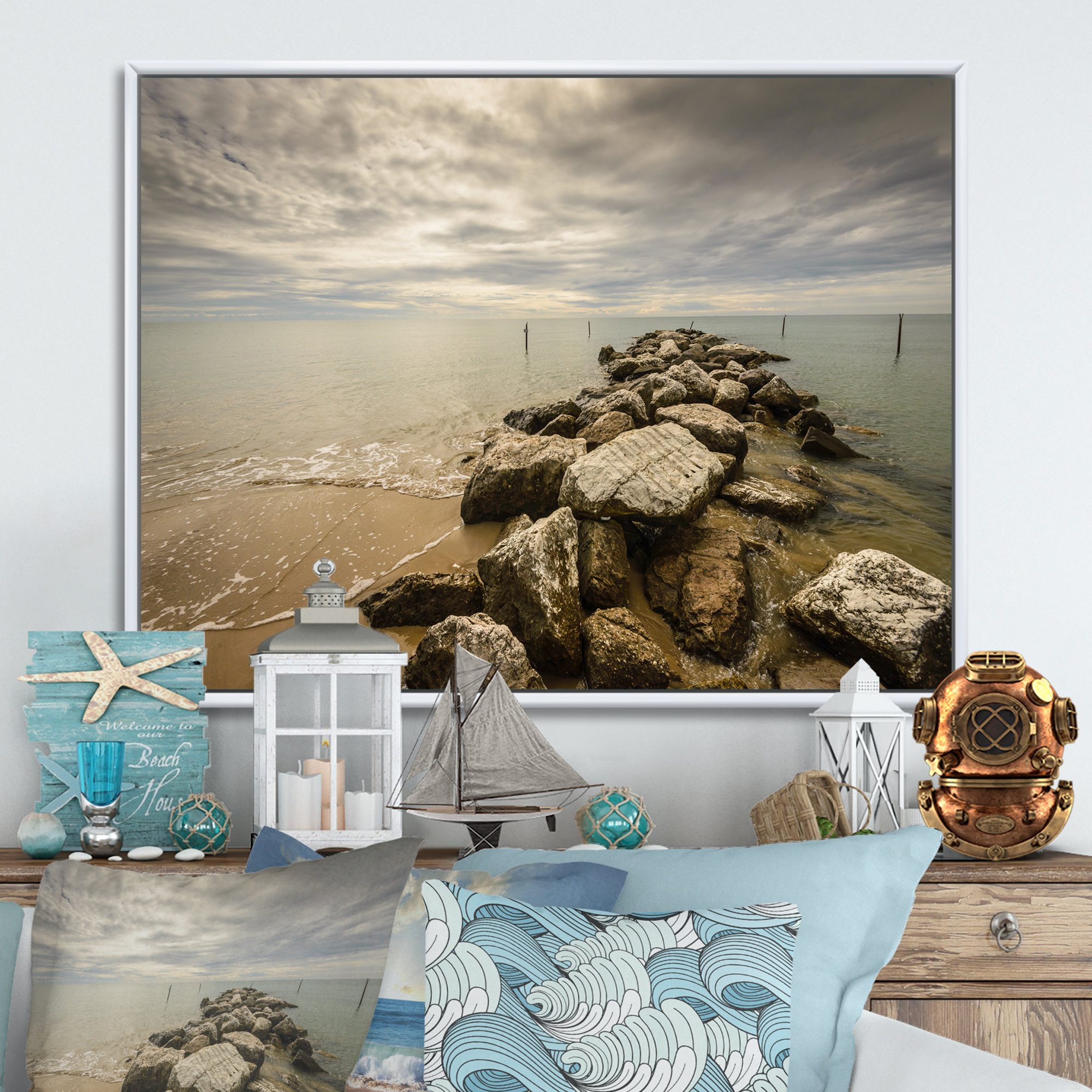 Highland Dunes Mystic Beach Coast Ocean Scenic - Floater Frame Print on ...