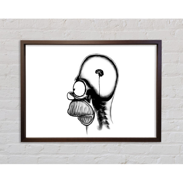 Happy Larry The Simpsons Homer Small Brain B N W Framed Print | Wayfair ...