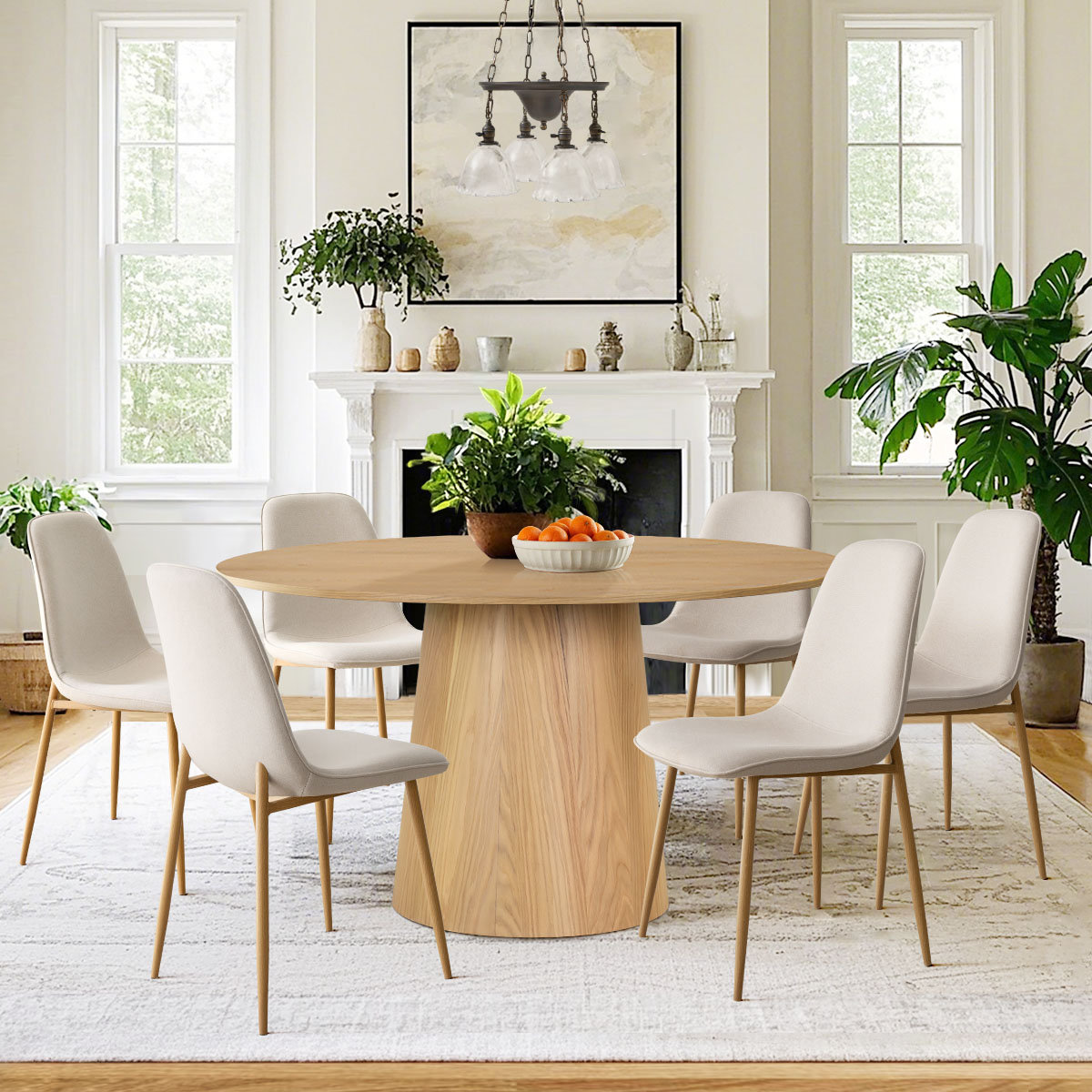 George Oliver 6 - Person Dining Table Sets With 52'' Round Table & 6 ...