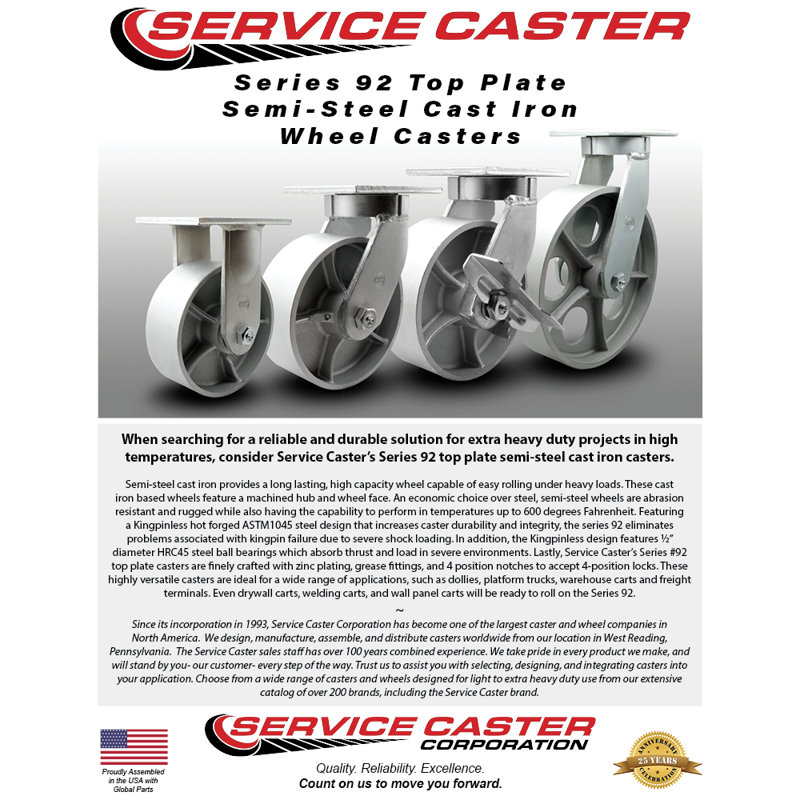 Service Caster Extra Heavy Duty Semi Steel Cast Iron Caster | Wayfair