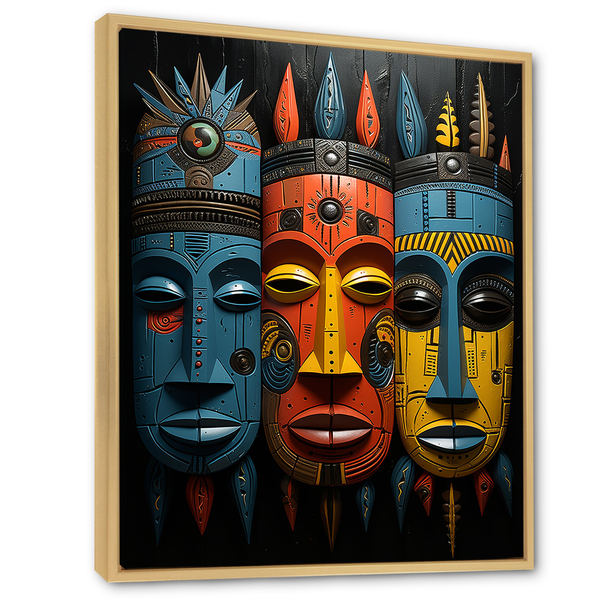 Design Art African Mystique Tribes Masks III - African Tribes Wall Art ...