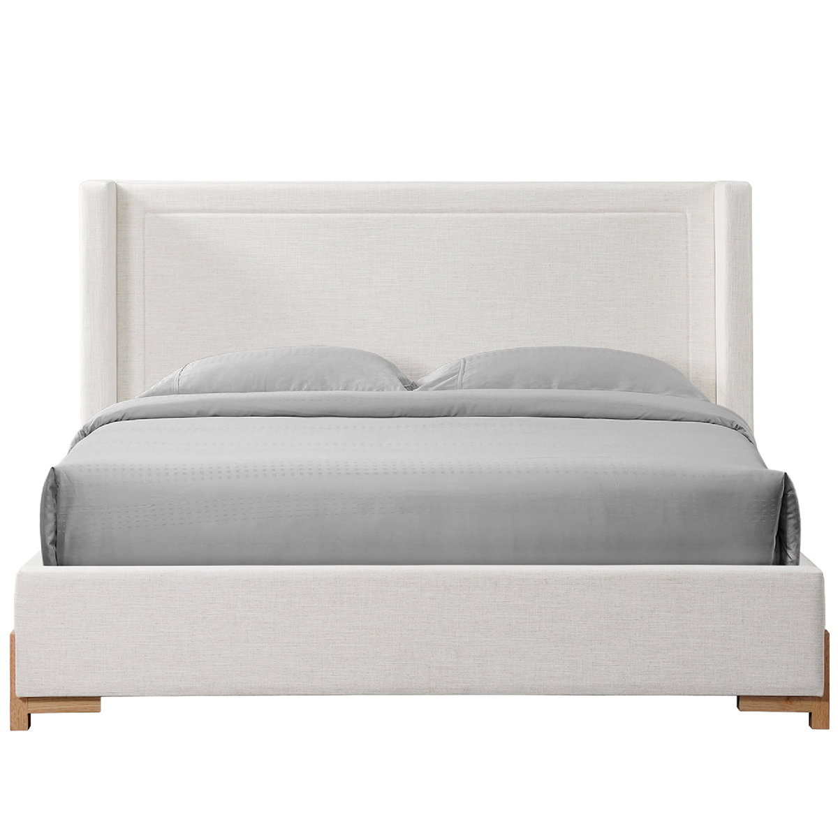 Everly Quinn Wingback Queen Bed Ivory & Reviews | Birch Lane