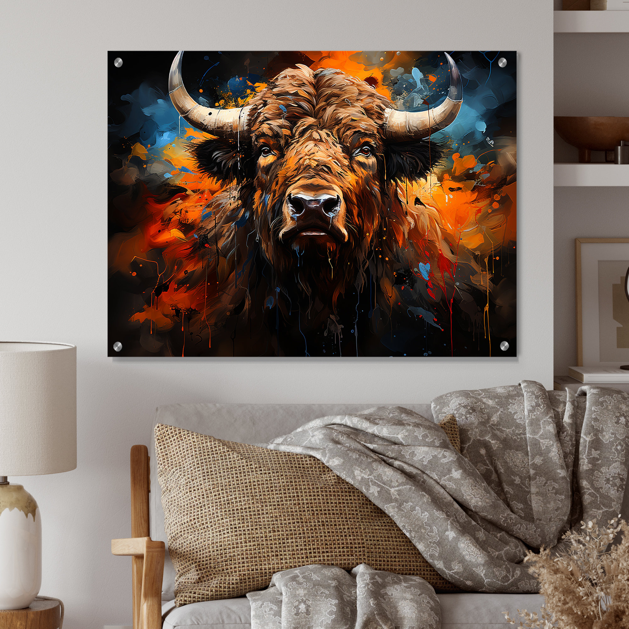 Design Art Buffalo Majestic Bison Collage - Bison Acrylic Wall Art ...