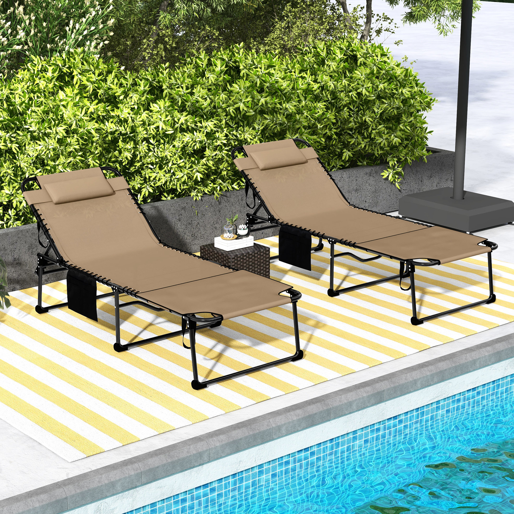 Dovecove Foldable Outdoor Tanning Chair , 2 Pieces With 5 Recline ...