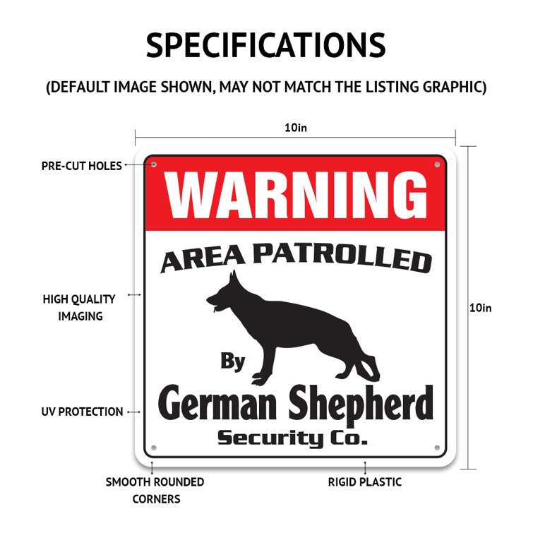 SignMission PUGGLE Security Sign Area Patrolled By Pet Signs Dog Owner ...